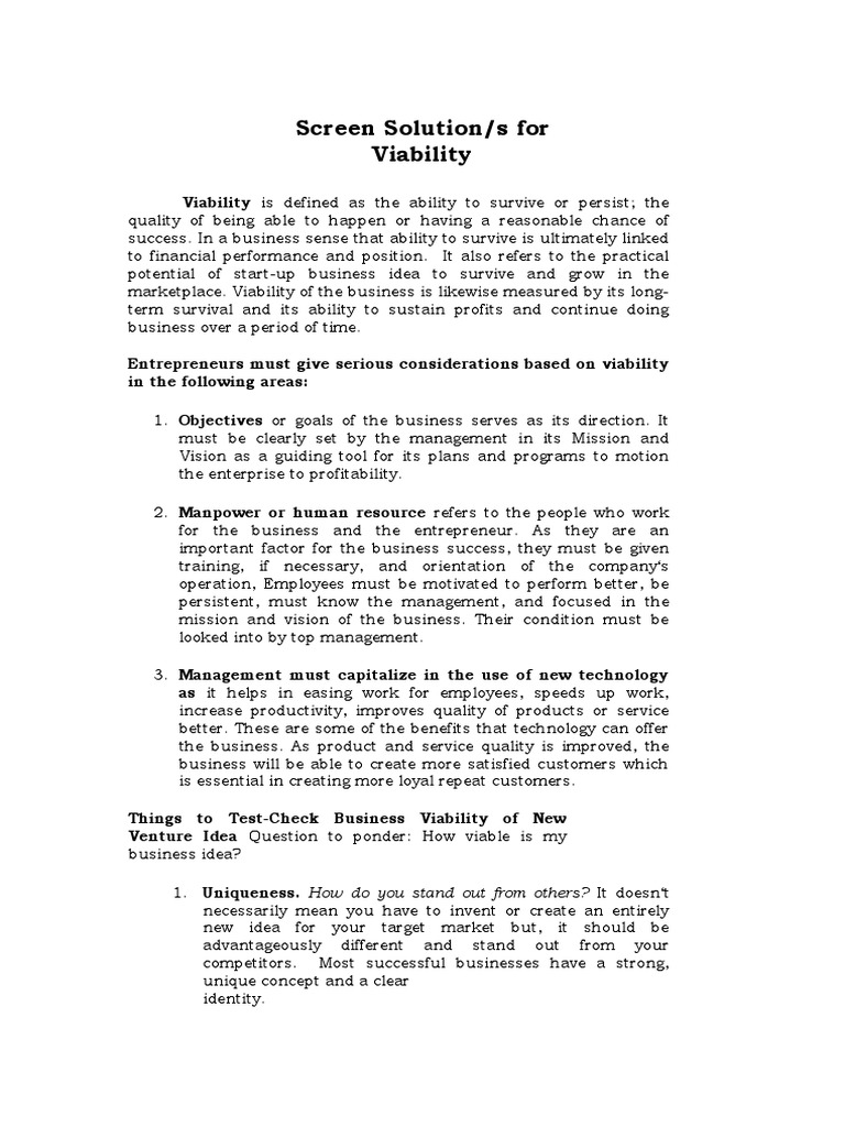 Business Viability and Profitability Guide | PDF | Return On Investment ...