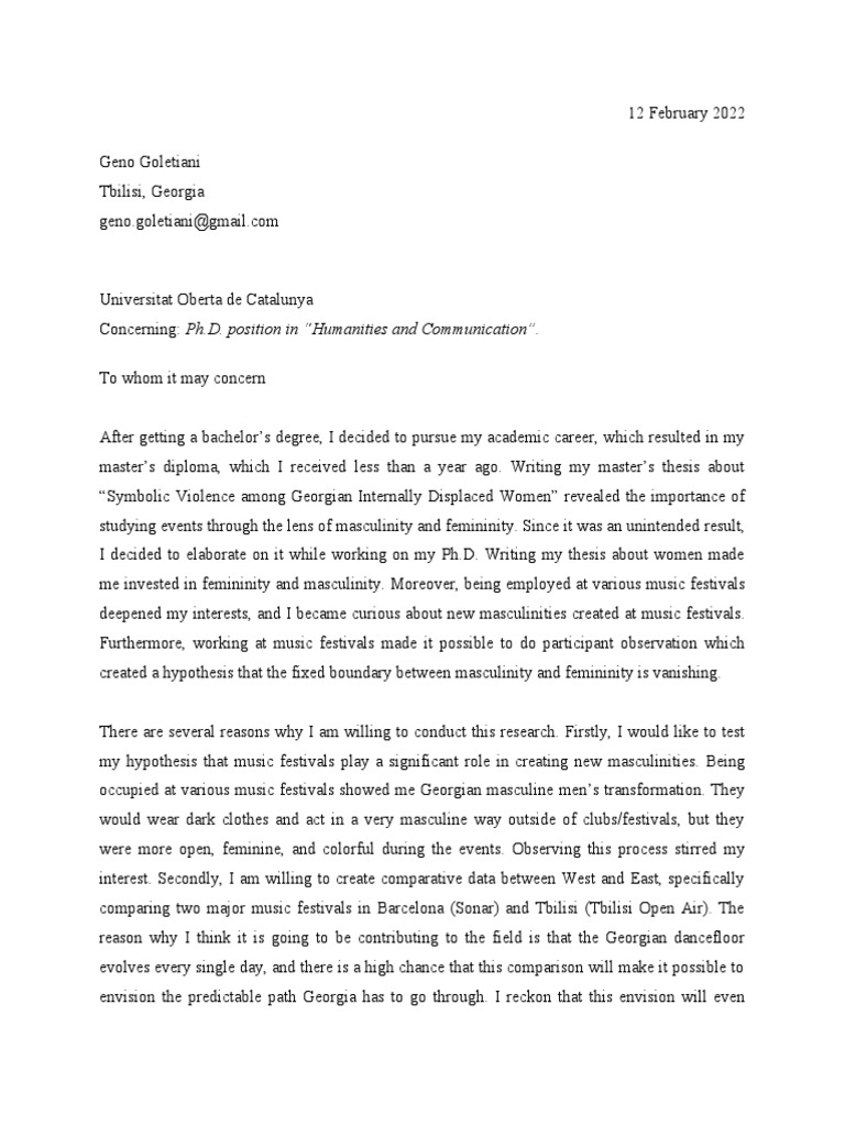 Motivation Letter | PDF | Science | Psychological Concepts