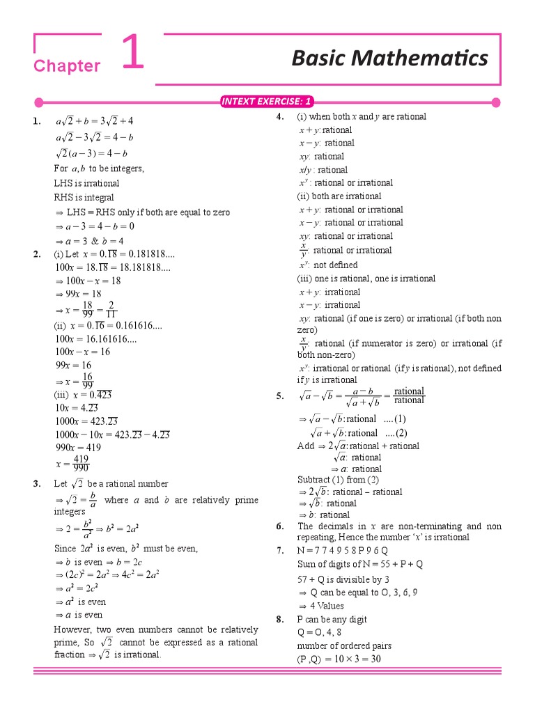 Basic Mathematics Solution | PDF | Rational Number | Numbers