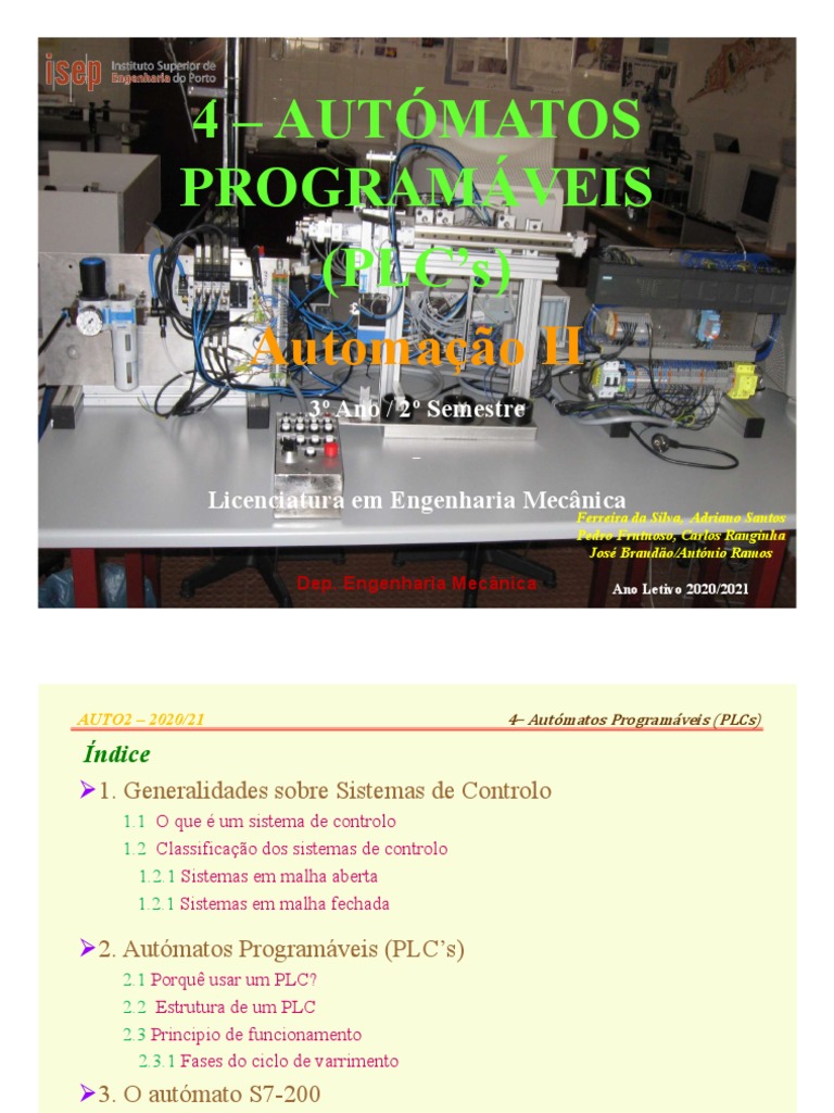 4 - Autómatos Programáveis (PLCS) | PDF | Engenharia | Armazenamento de ...