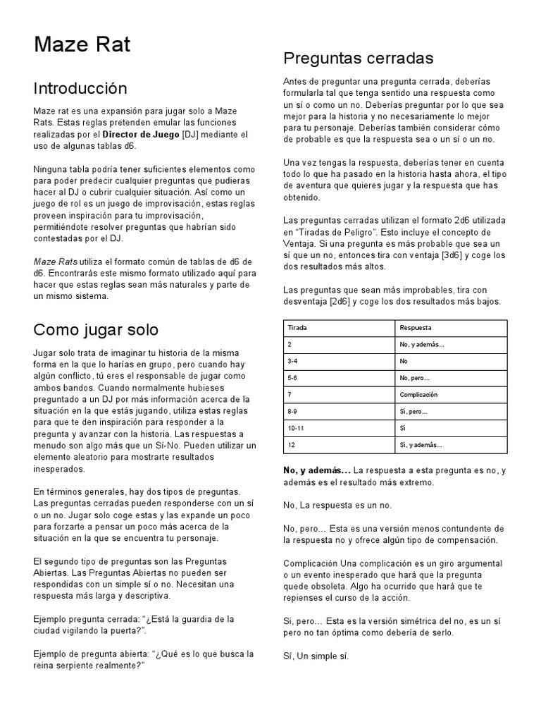 Maze Rat Solo Castellano | PDF