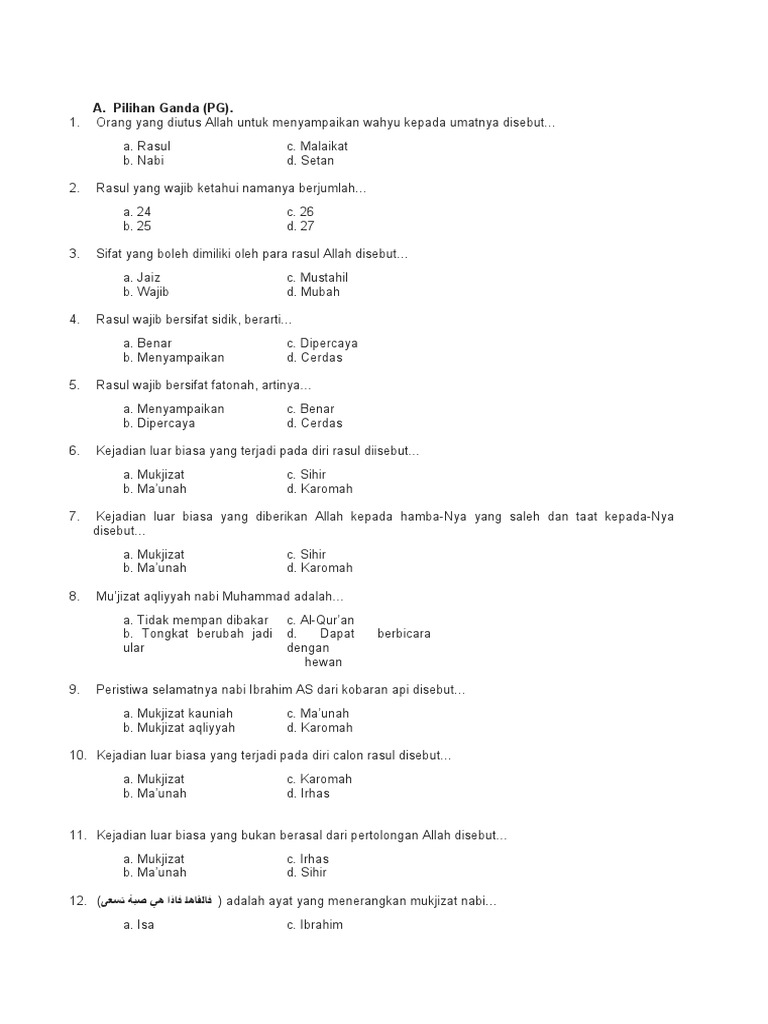 Latihan Soal Akidah Kelas 8 | PDF