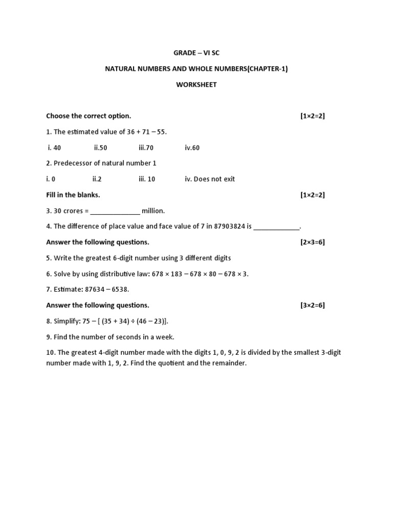Large Numbers Estimation Worksheet | PDF