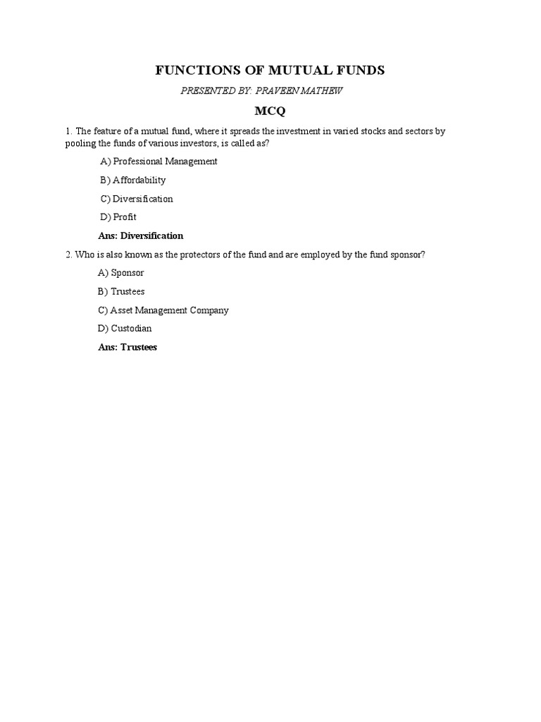 Functions MCQ | PDF | Business