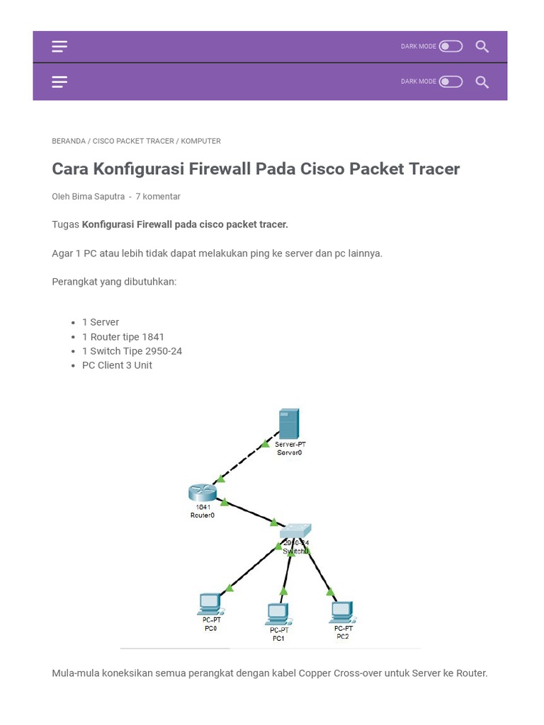 Cara Konfigurasi Firewall Pada Cisco | PDF