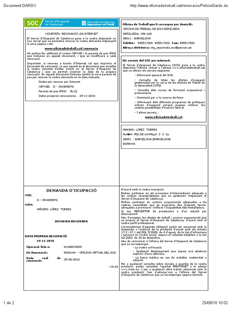 Document Renovació INEM | PDF