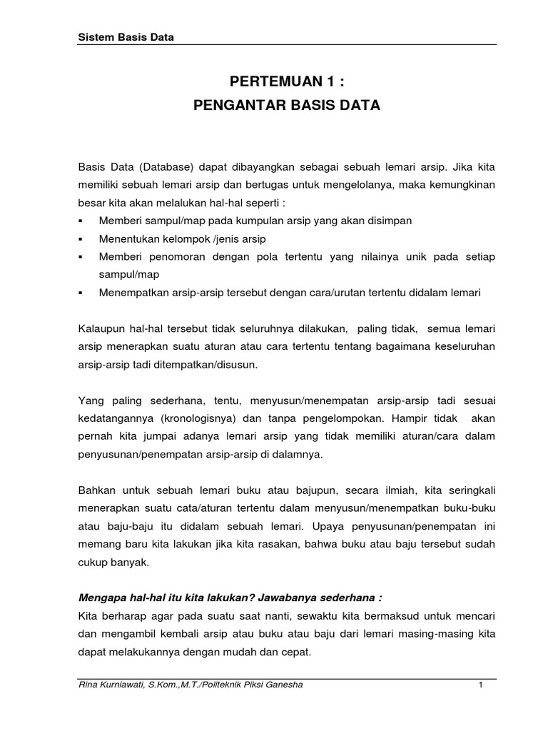 Sistem Basis Data 1 | PDF