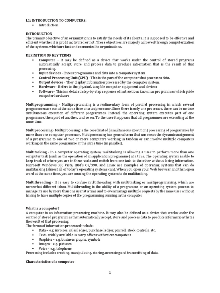 L1 Fcs Introduction To Computers Pdf Integrated Circuit Operating System 