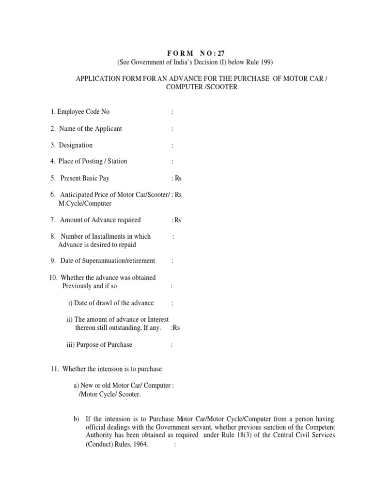 Computer Advance Applicatin Form 27 | PDF