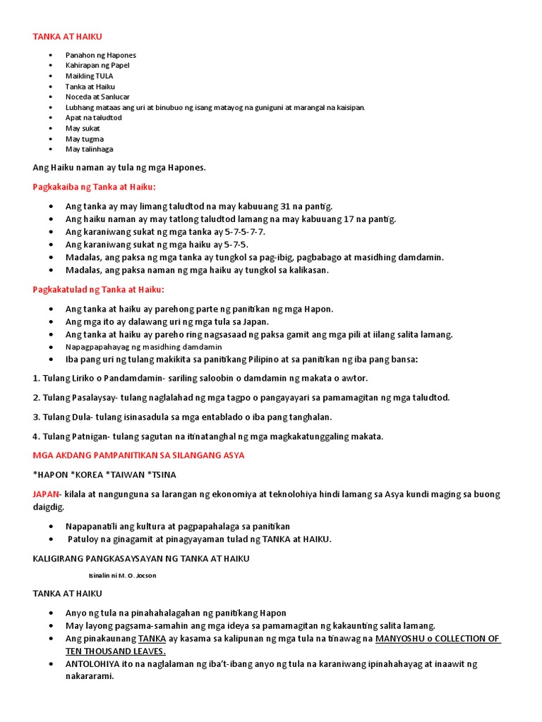 Filipino Tanka at Haiku | PDF