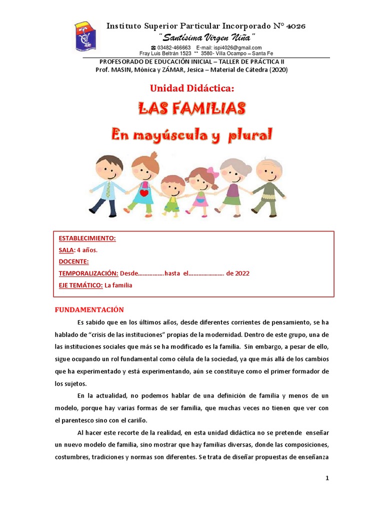 Unidad Didáctica - La Familia | PDF | Educación de la primera infancia ...