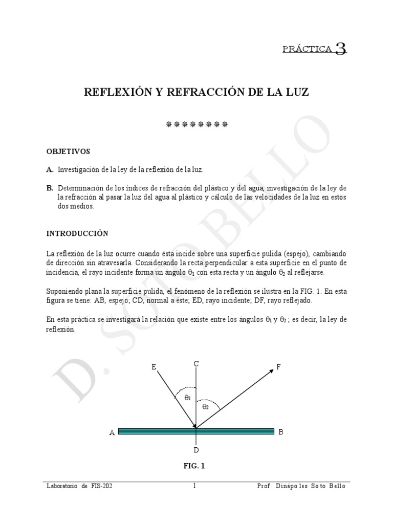 Práctica de Reflexión y Refracción | PDF | Refracción | Reflexión (Física)