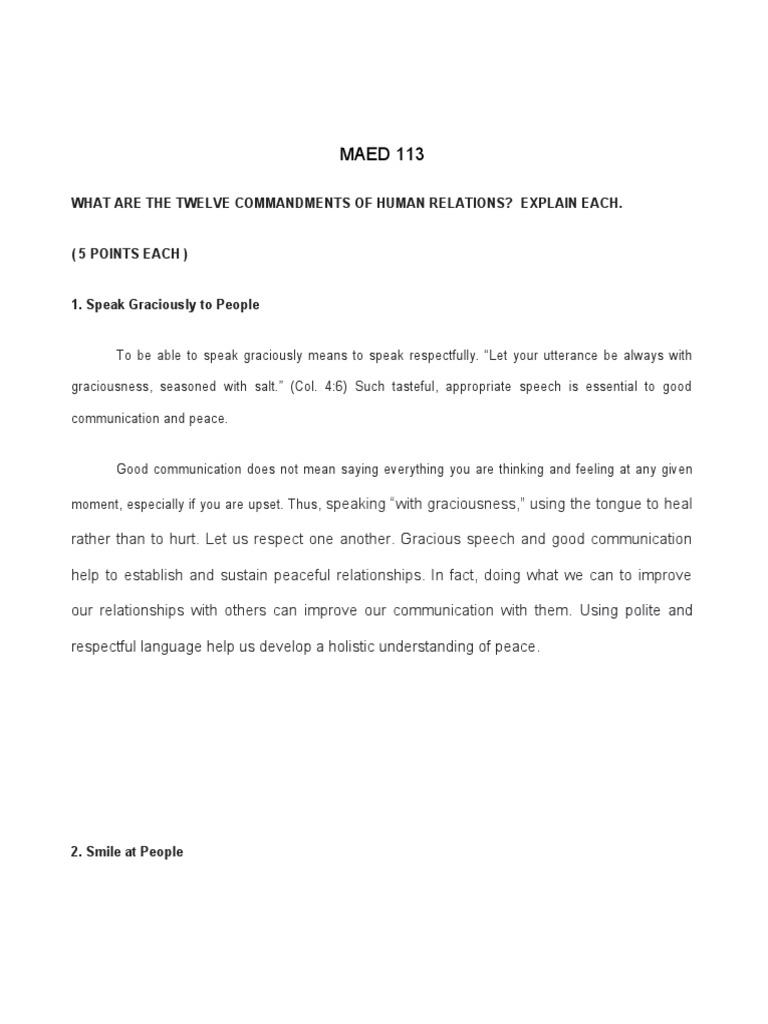 Teaching the Twelve Commandments of Relations | PDF | Conversation ...