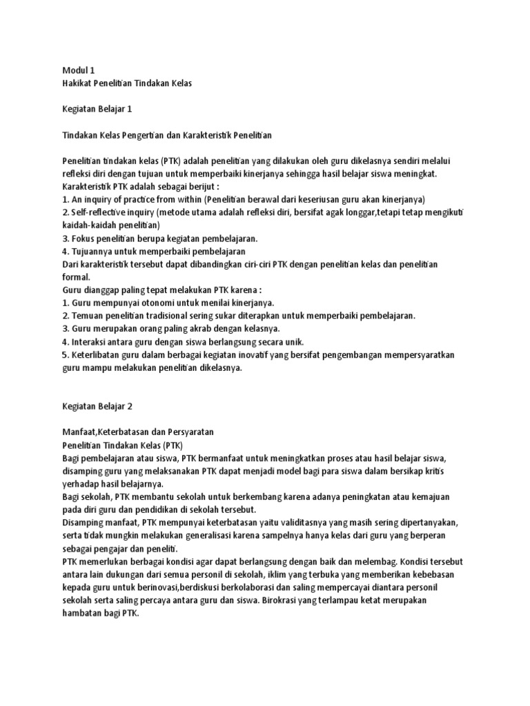 IDIK 4008 Penelitian Tindakan Kelas Modul 1 6 | PDF | Karier & Perkembangan