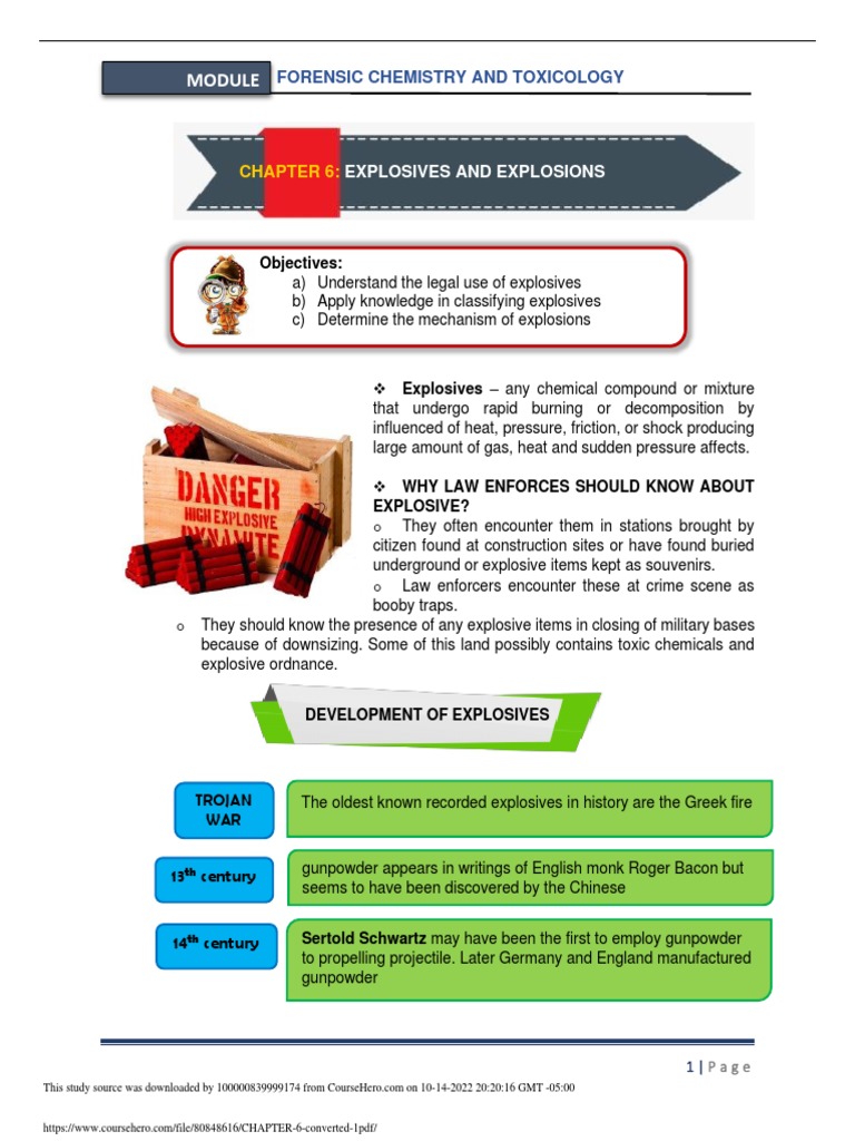 Forensic Chemistry and Toxicology Explosives | PDF | Explosion | Shell ...