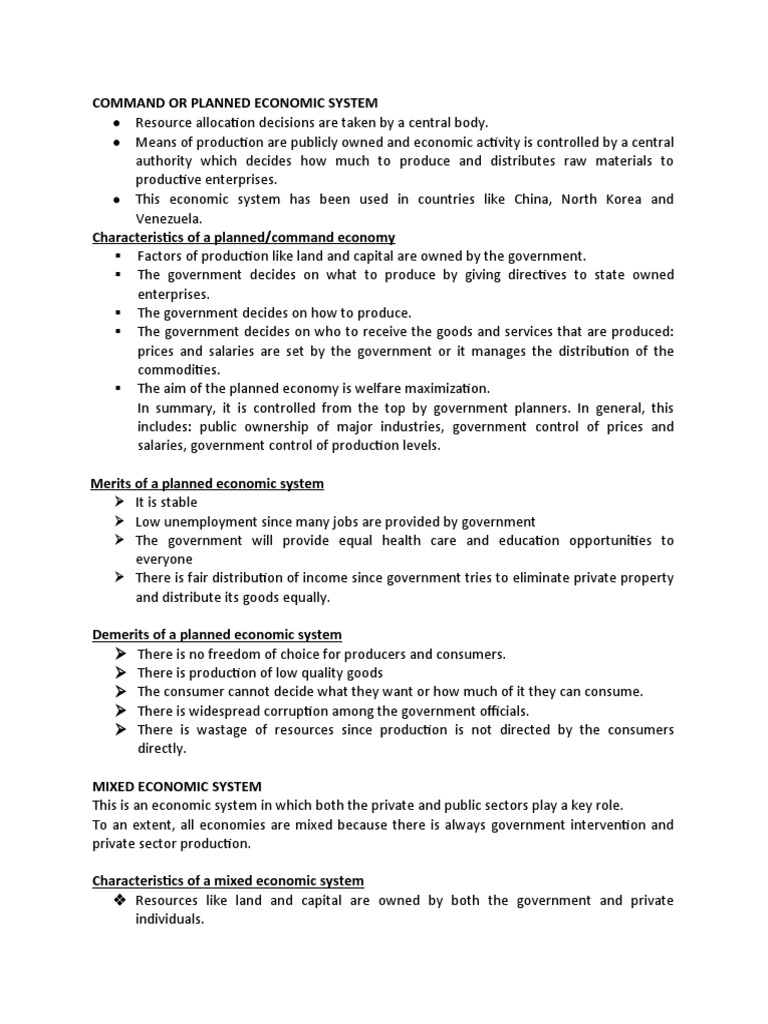 Command or Planned Economic System | PDF | Economic System | Capitalism