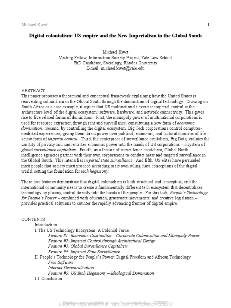 Michael Kwet - Digital Colonialism | PDF | Digital Rights Management | Proprietary Software