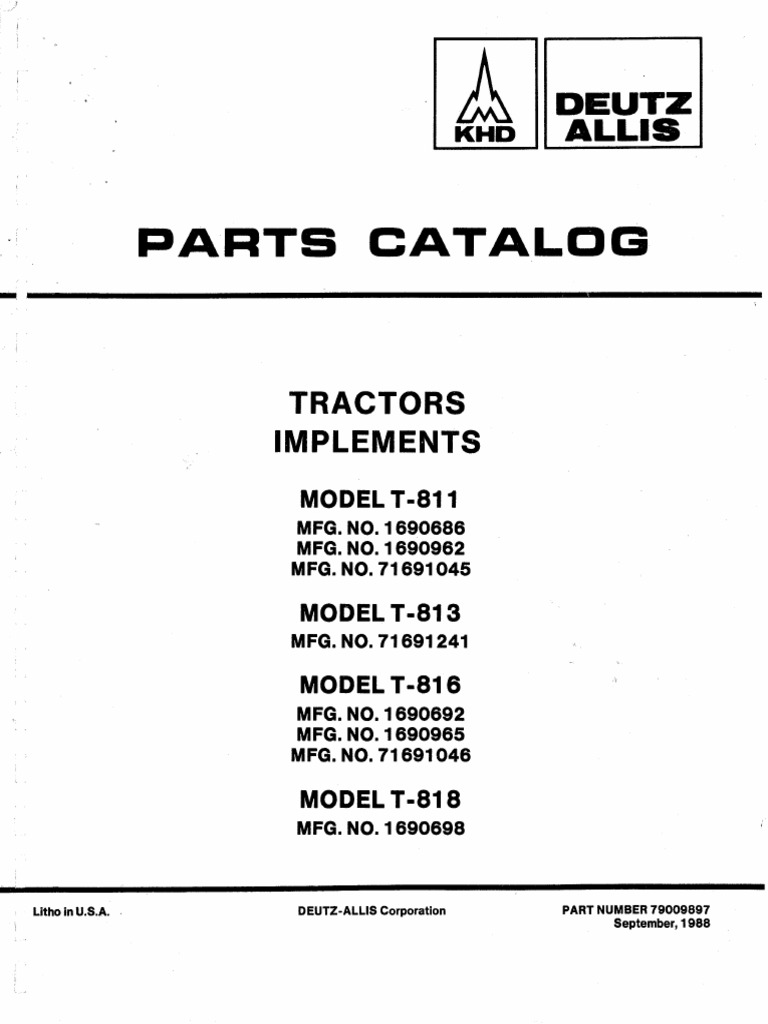 Allis Chalmers T-816 Tractor Parts Catalog | PDF