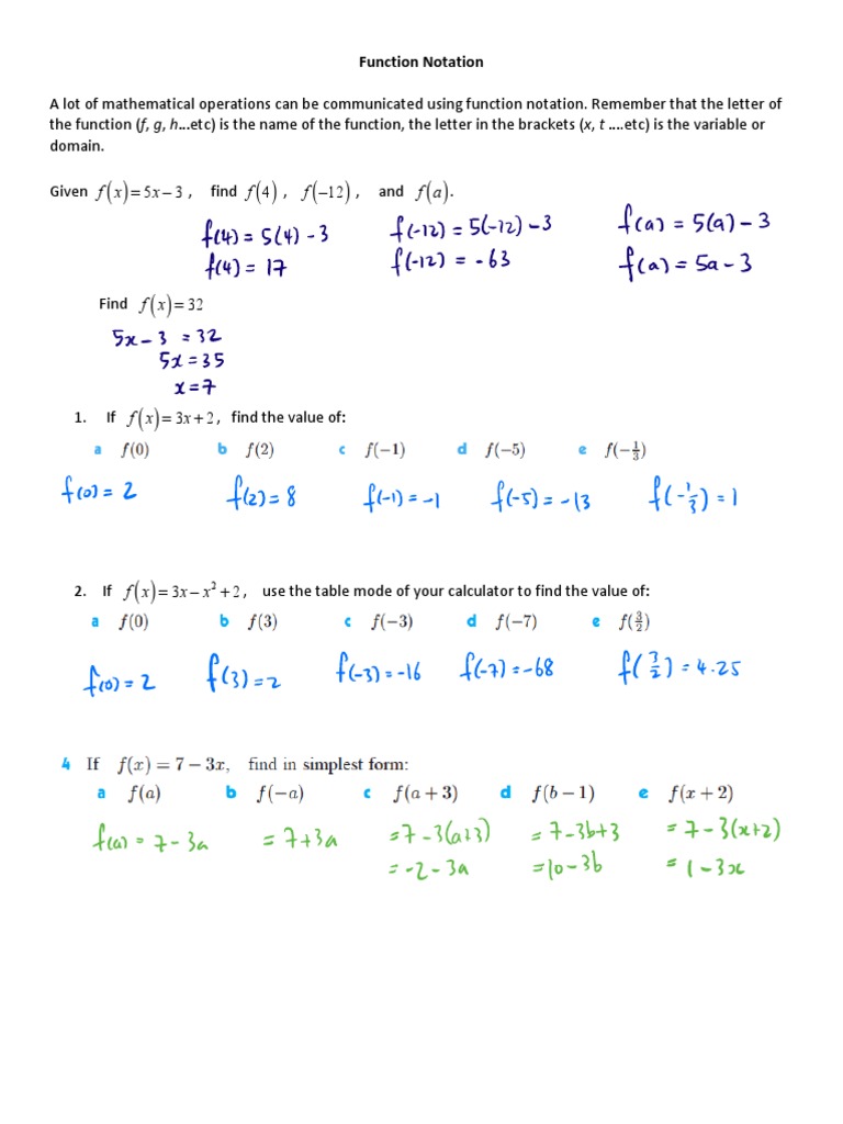 4.2 Function Notation | PDF | Function (Mathematics) | Mathematics