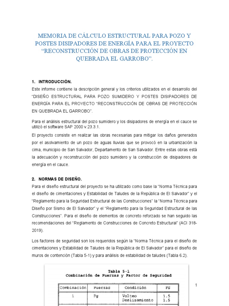 Memoria de Pozo Sumidero La Cima 20122021 | PDF | Viga (Estructura ...