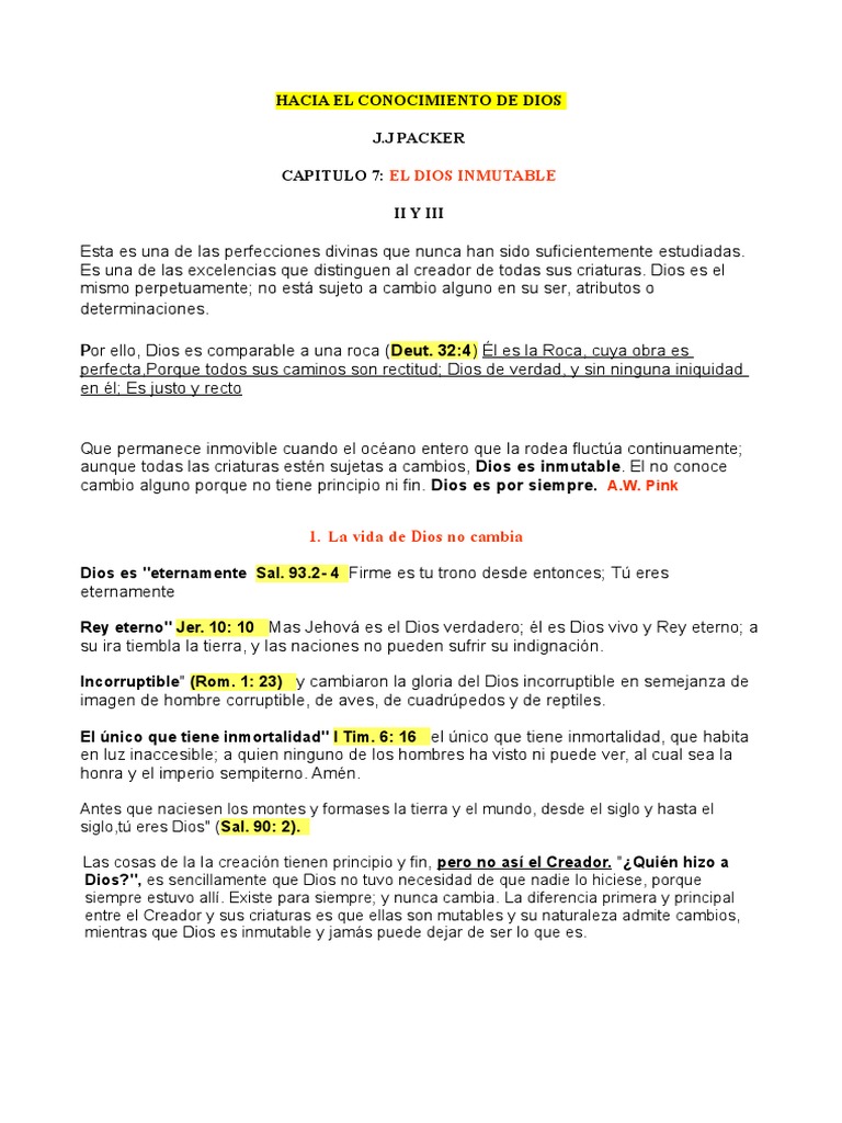 Capitulo 7 El Dios Inmutable Ii y Iii Clase 11 Septiembre 2022 | PDF ...