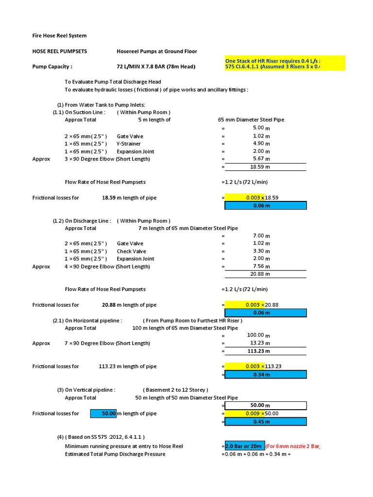 Fire Pumps Calculation | PDF | Fire Sprinkler System | Pump