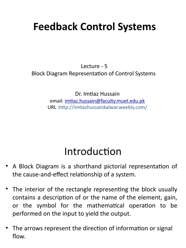 Lecture 5 (Block Diagram Representation & Reduction) | PDF | Control ...