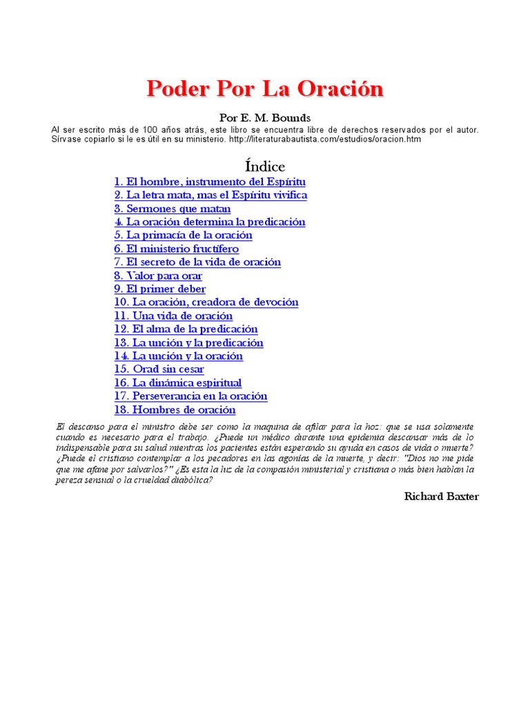 La Oración como Poder Ministerial | PDF | Oración | Dios