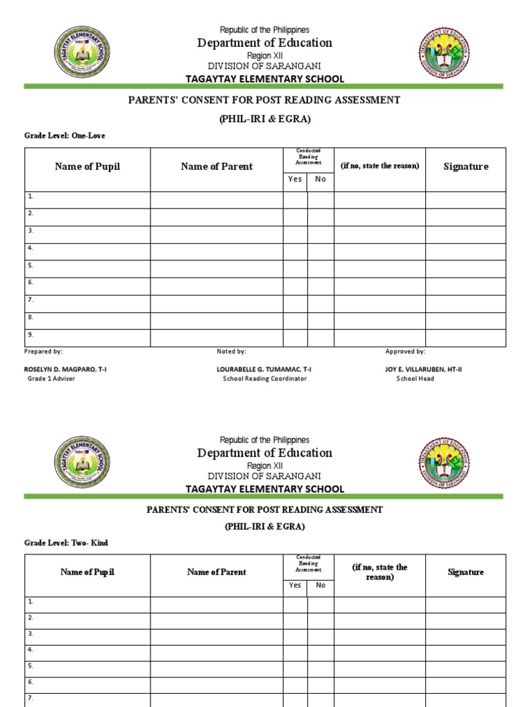 Consent For Reading-Checklist Type | PDF | Public Administration ...