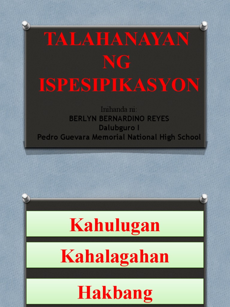 2talahanayan NG Ispesipikasyon | PDF