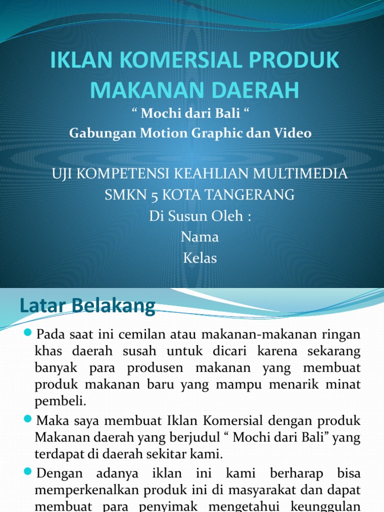 Iklan Mochi Bali: Presentasi UKK Multimedia | PDF