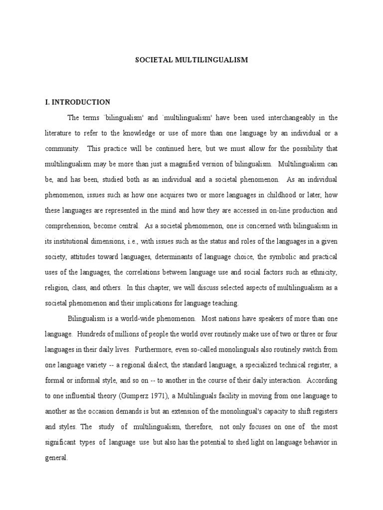 Societal Multilingualism | PDF | Multilingualism | Linguistics