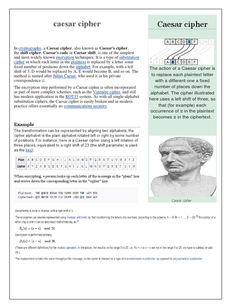Caesar Cipher | PDF | Military Communications | Cyberwarfare