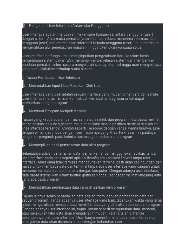 Pengertian User Interface | PDF