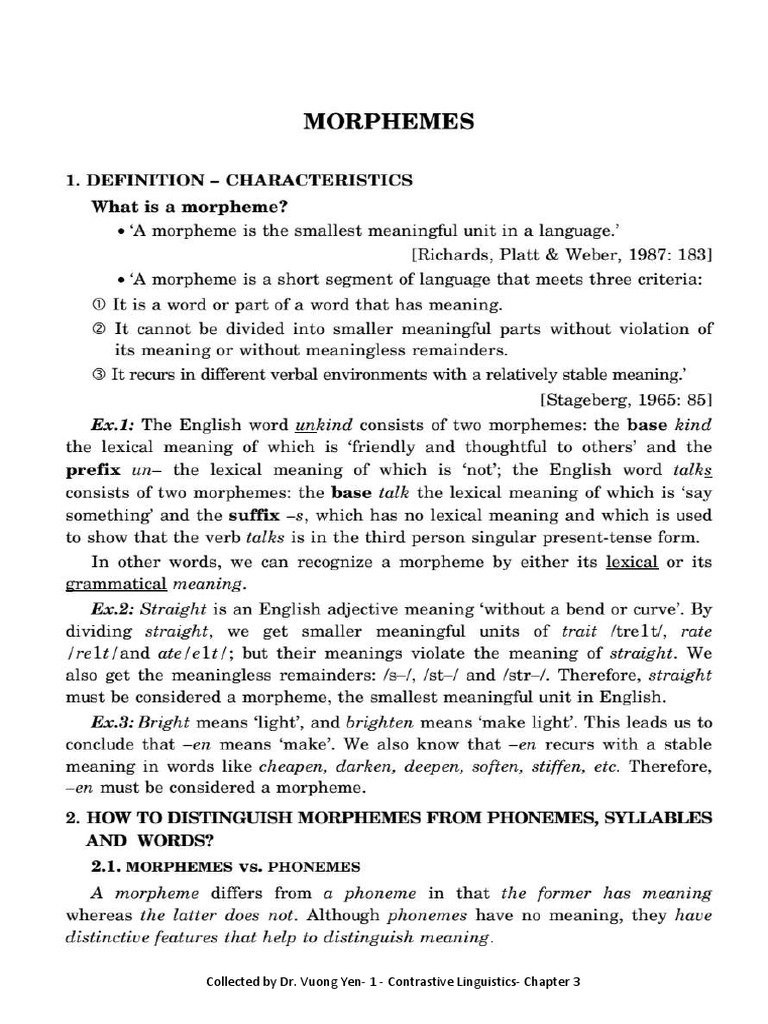 Contrastive Linguistics - Chapter 3 - Morphology | PDF | Linguistics | Human Communication