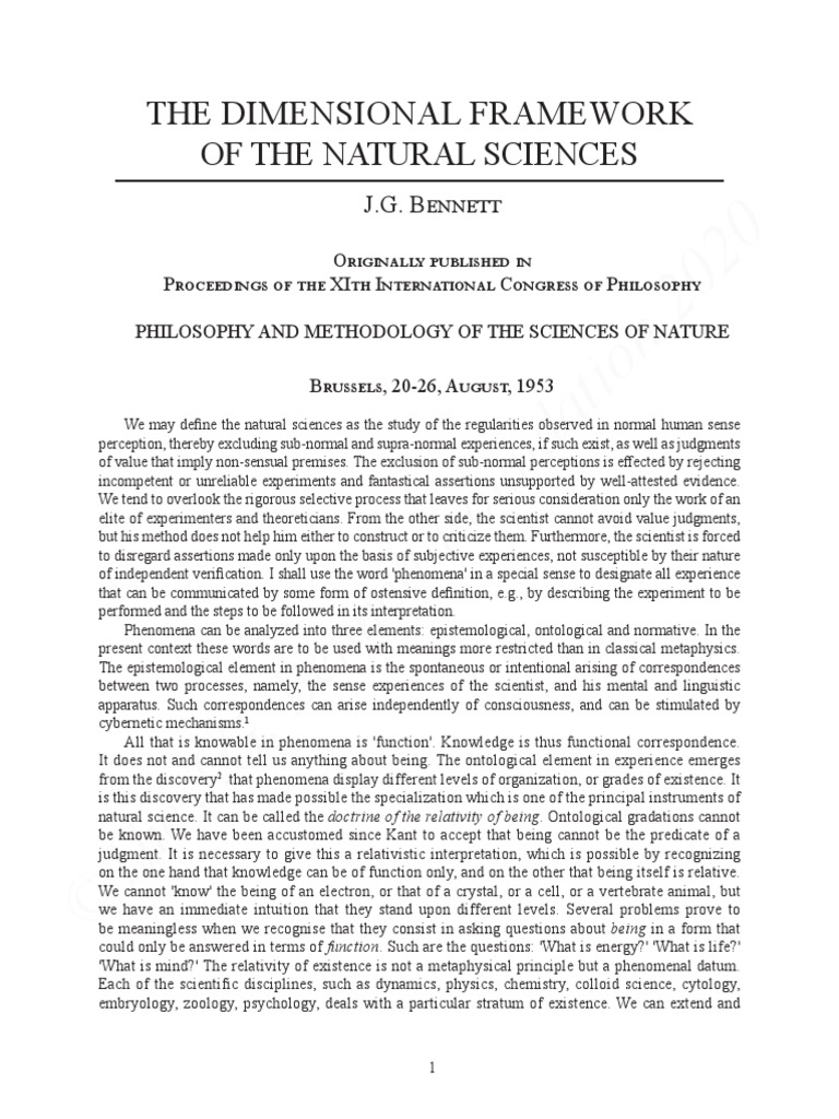 The Dimensional Framework of The Natural Sciences 1 | PDF | Experience ...