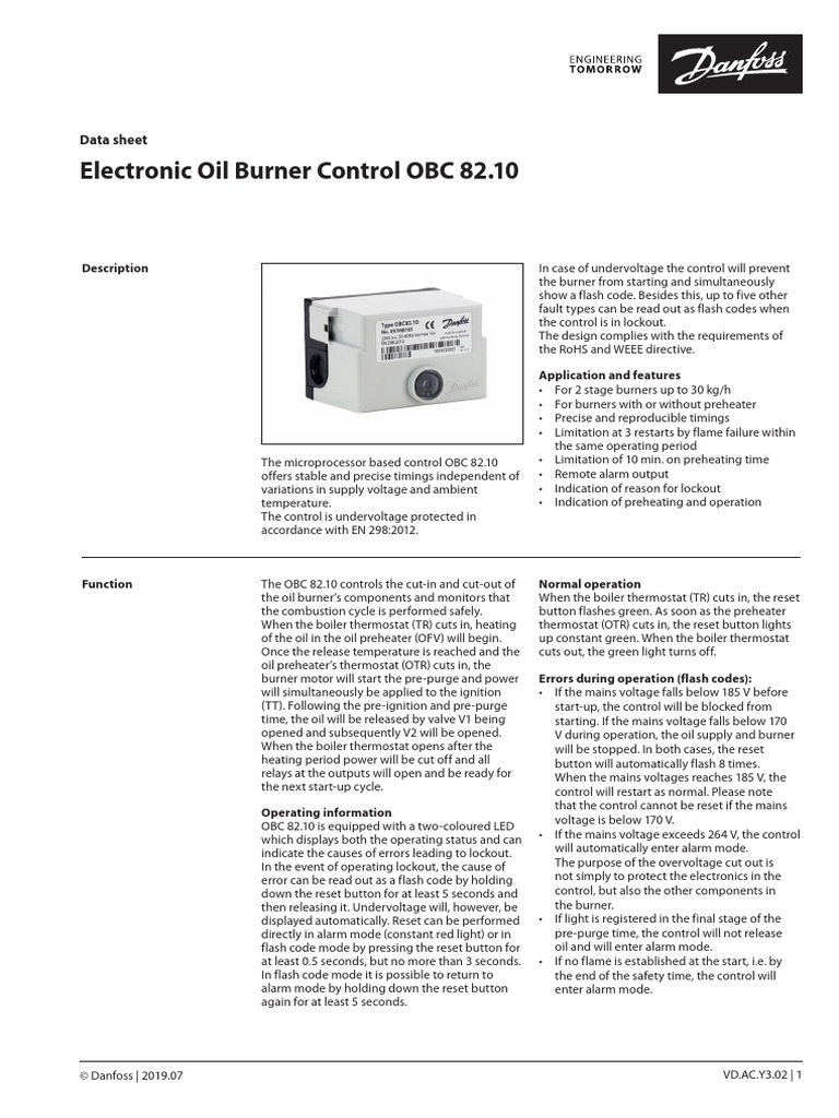 Danfoss Electronic Oil Burner Control OBC 82.10 | Download Free PDF ...