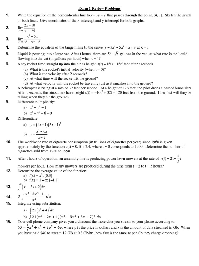 Exam 1 Review | PDF | Mathematical Objects