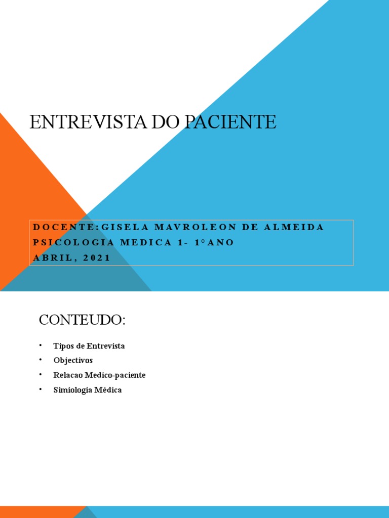 Entrevista Do Paciente | PDF | Sistema de saúde | Especialidades médicas