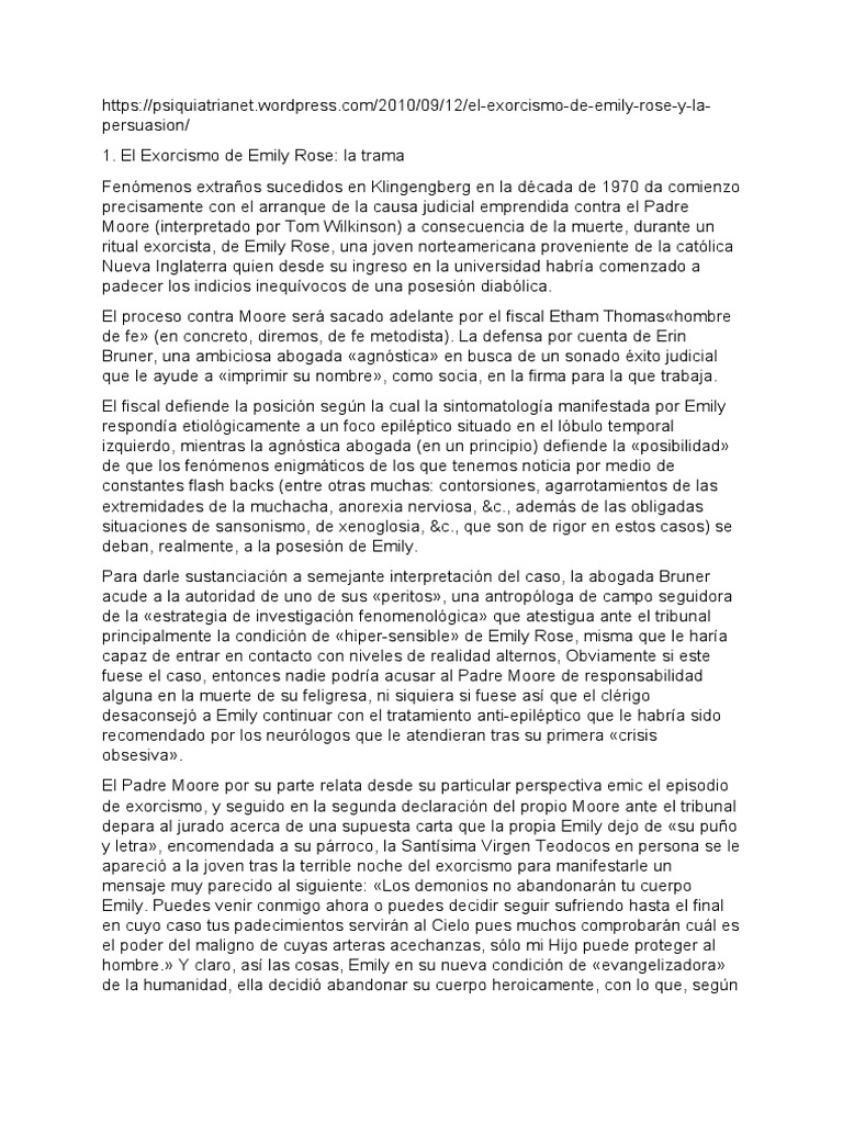 El juicio del Padre Moore y Emily Rose | PDF | Verdad | Ontología