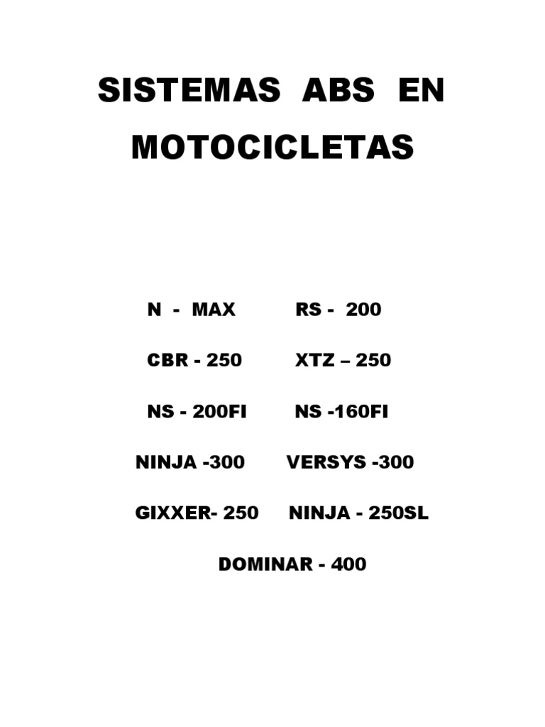 Sistemas Abs | PDF | Sistema de freno antibloqueo | Tecnología de vehículos