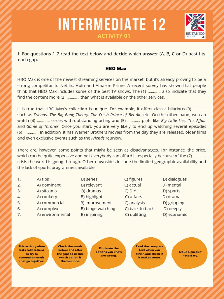 Intermediate 12 Activity 01 | PDF | Hbos | Grammar Intermediate 12 Activity 01 | PDF | Hbos | Grammar