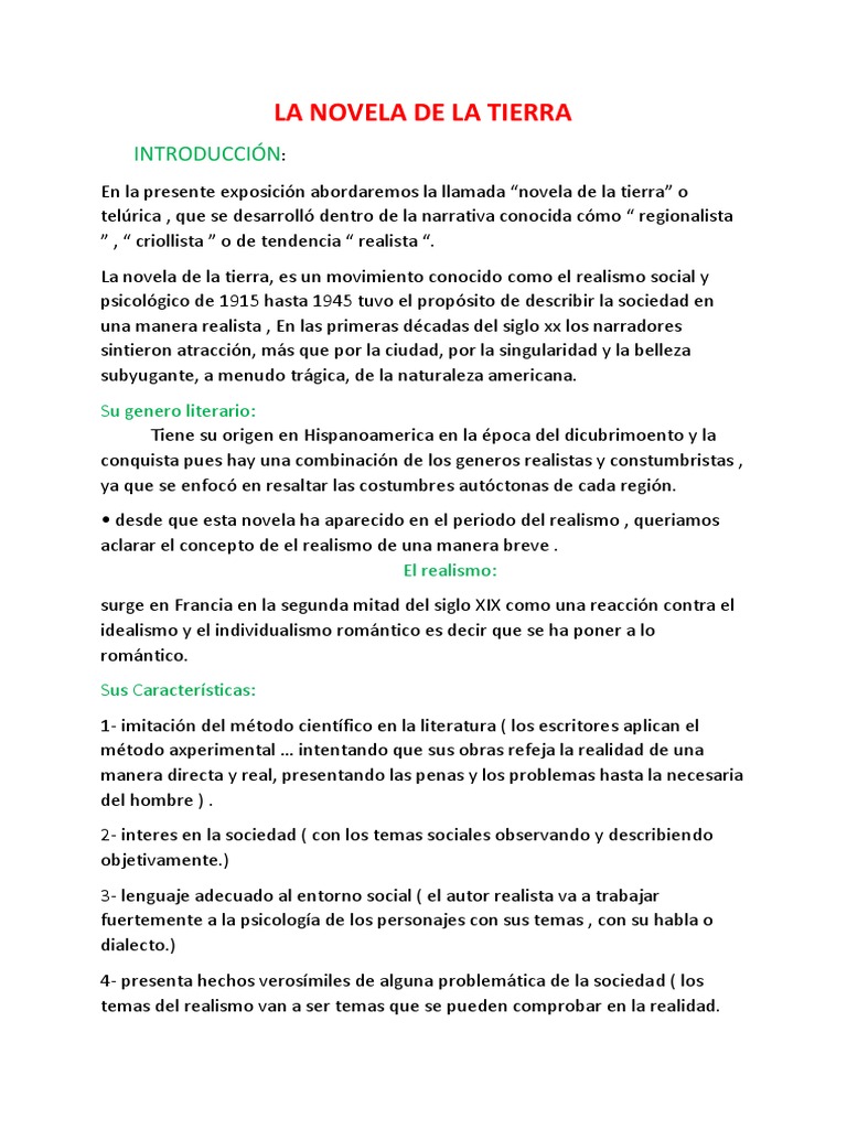 La Novela de La Tierra PDF | PDF | Realismo literario