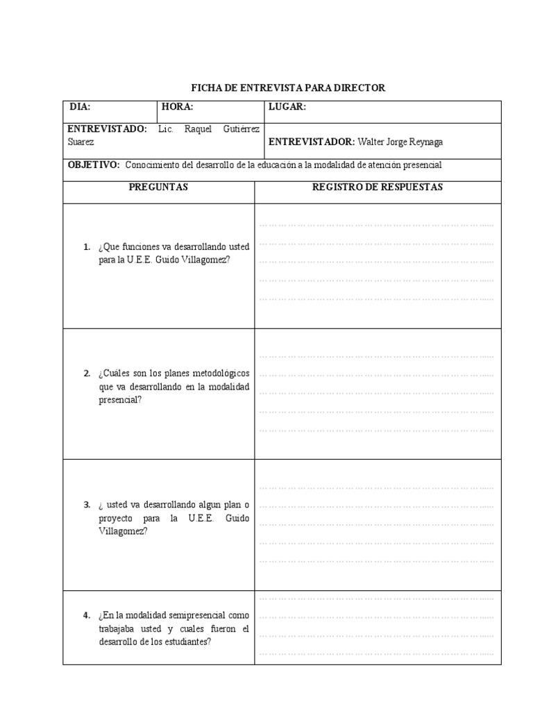 Ficha de Entrevista para Director | PDF