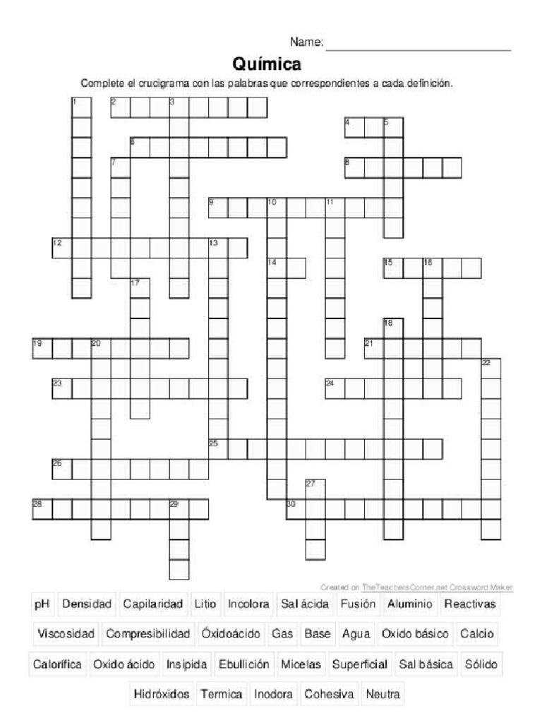Crucigrama 2 Acidos y Bases | PDF Crucigrama 2 Acidos y Bases | PDF