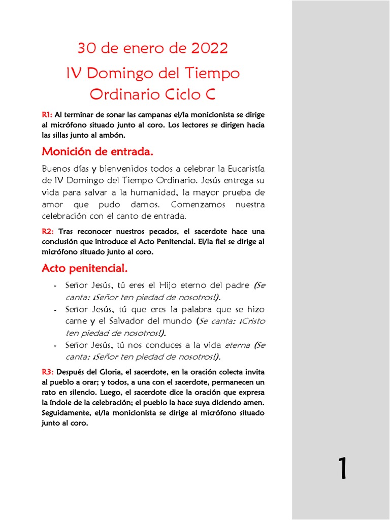 Plantilla Hoja Liturgia | PDF | Misa (liturgia) | Adoración Cristiana Y Liturgia