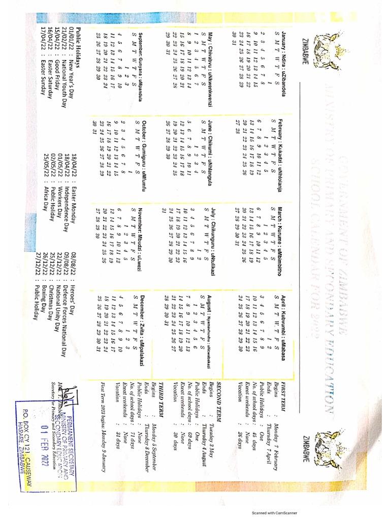2022 School Calendar | PDF