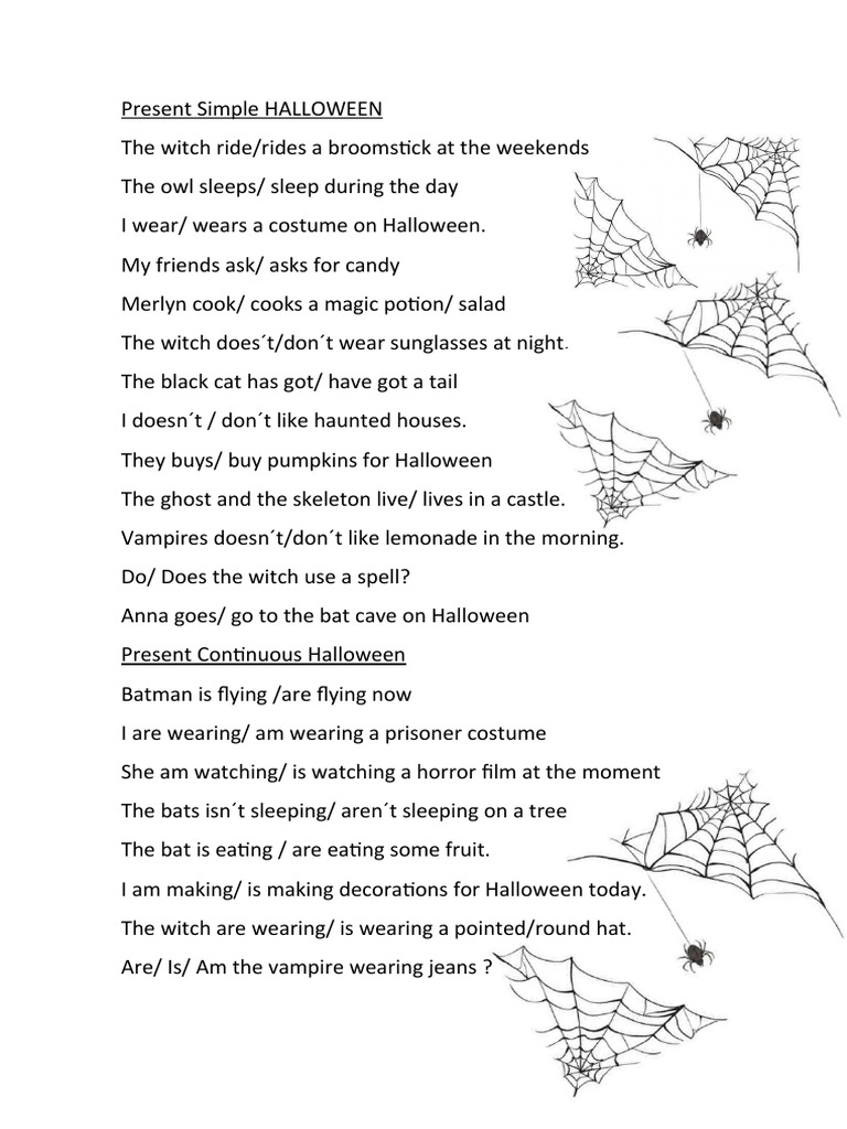 Present Simple / Present Continuous HALLOWEEN | PDF