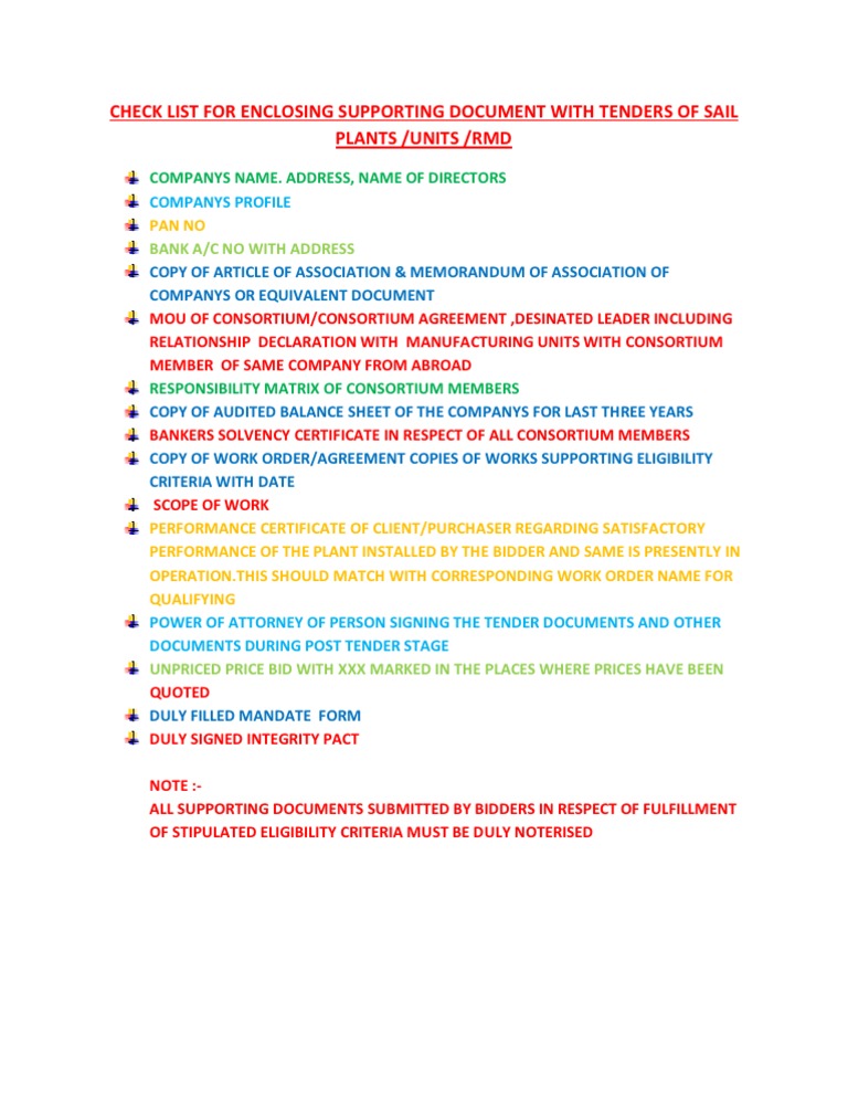 Check List For Enclosing Supporting Document | PDF | Finance & Money ...