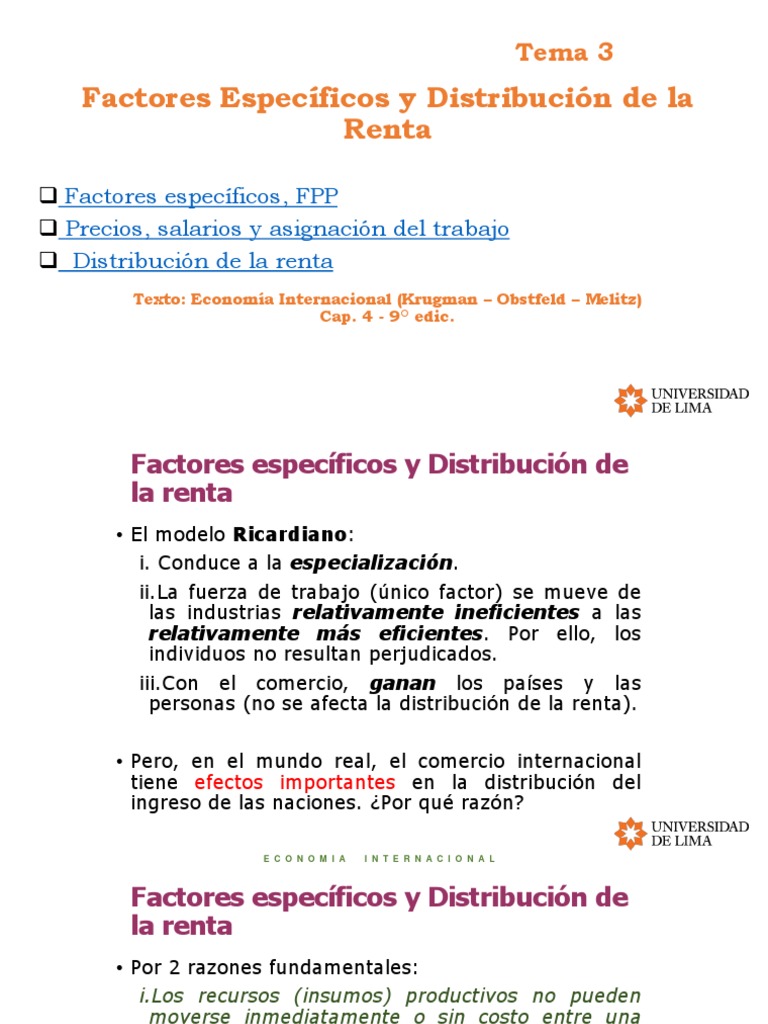 3 Factores Específicos y Dist. Renta 1 | PDF | Función de producción ...
